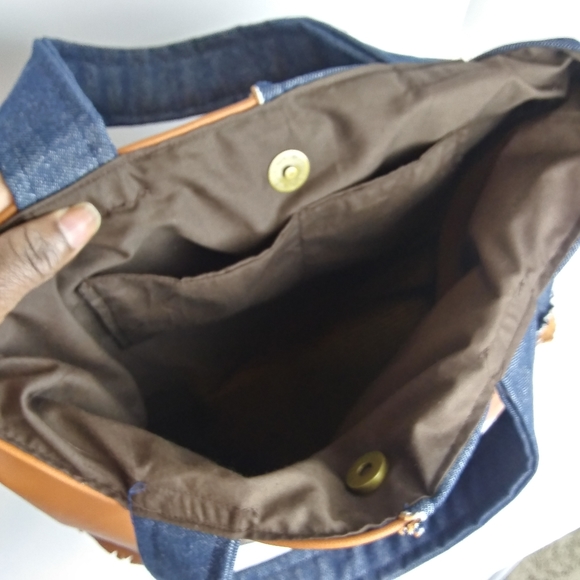 Bags | Custom Handmade Tan Goat Skin An Denim Tote Bag | Poshmark